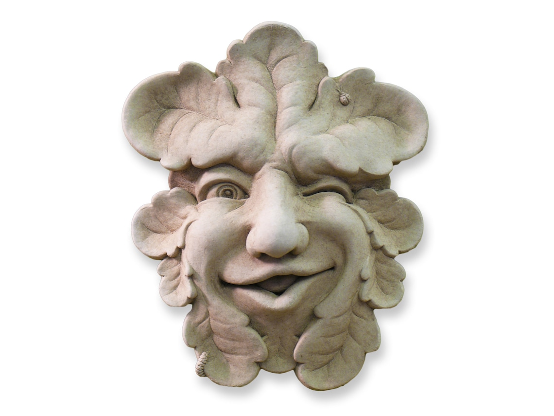 Green Man Garden Plaque Greenman Smiling Face Winking Garden - Etsy