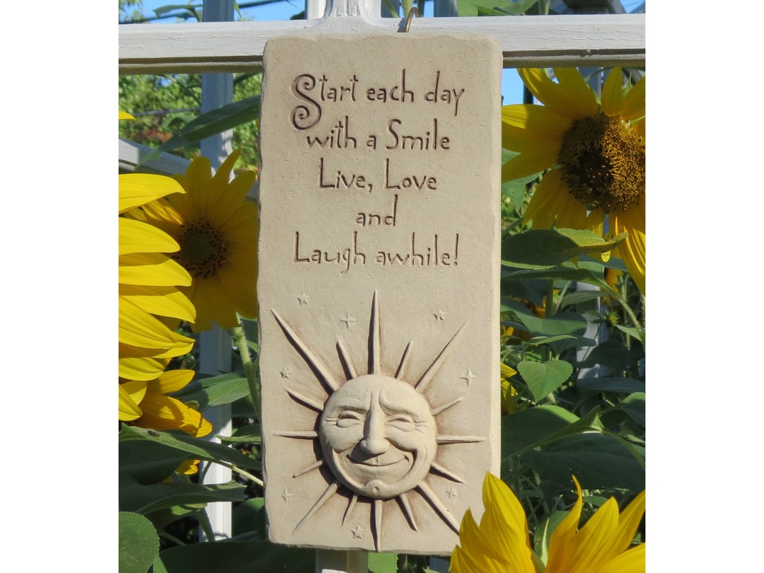 Inspirational Sun Plaque for Home & Garden, Sun Art, Celestial Garden Decor, Smiling Sun Plaque ...