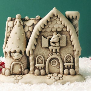 Gingerbread House for Home & Garden, Stone Gingerbread House With Mice ...