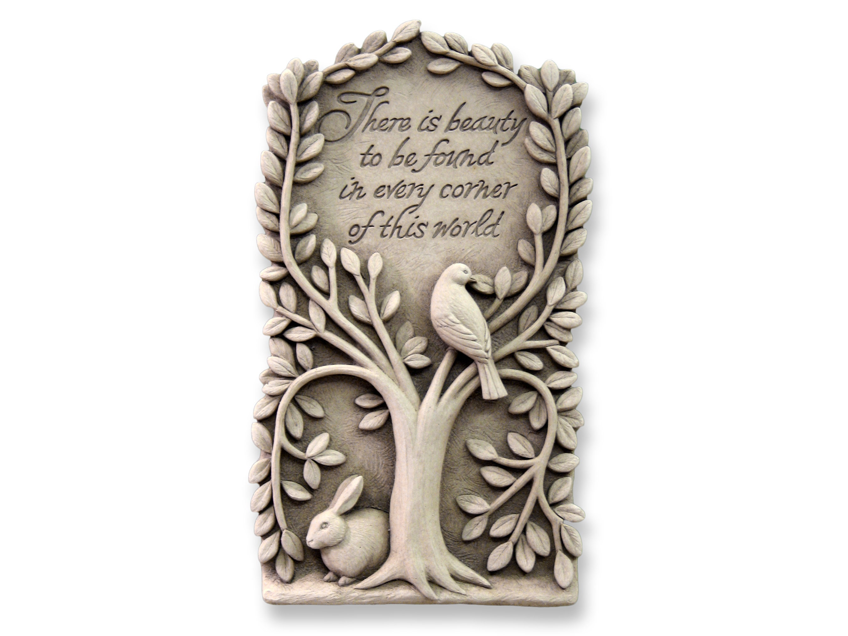 Nature Plaque for Home & Garden, Nature Scene With Bird and Rabbit ...