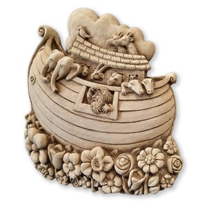 Noah's Ark Stone Statue: Handmade Freestanding Sculpture or Wall Plaque ...