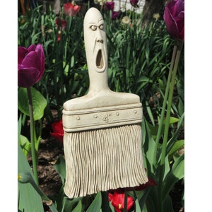 Paintbrush Stone Sculpture With Whimsical Face, Paintbrush With Face ...