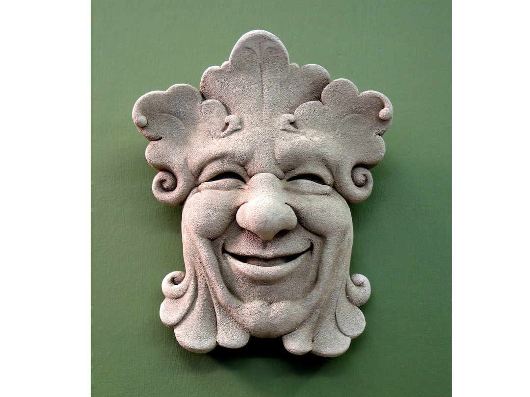 Green Man Plaque, Green Man Smiling Face, Garden Face, Garden Smile ...