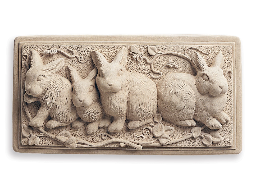 Handmade Stone Rabbit Plaque: Garden Wall Decor - Etsy