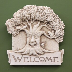 Welcome Tree Plaque for Home & Garden, Tree Man Welcome Stone Sculpture ...