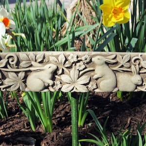 Bunny Plaque for Home & Garden, Bunnies in the Flowers, Floral Bunny ...