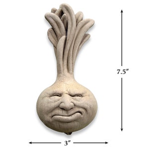 Onion Art Sculpture With Funny Face, Ornery Onion Stone Sculpture ...