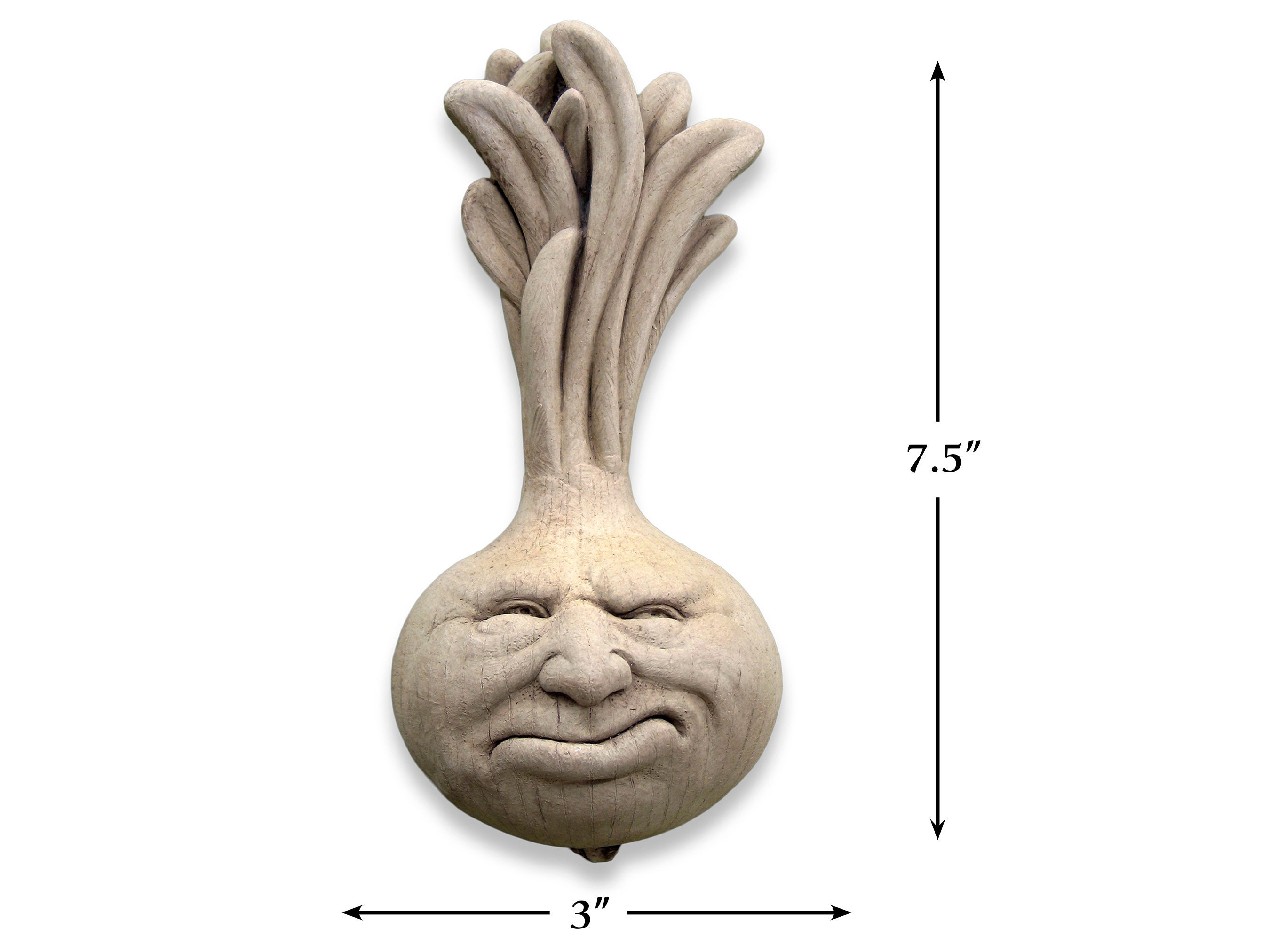 Onion Art Sculpture With Funny Face, Ornery Onion Stone Sculpture ...