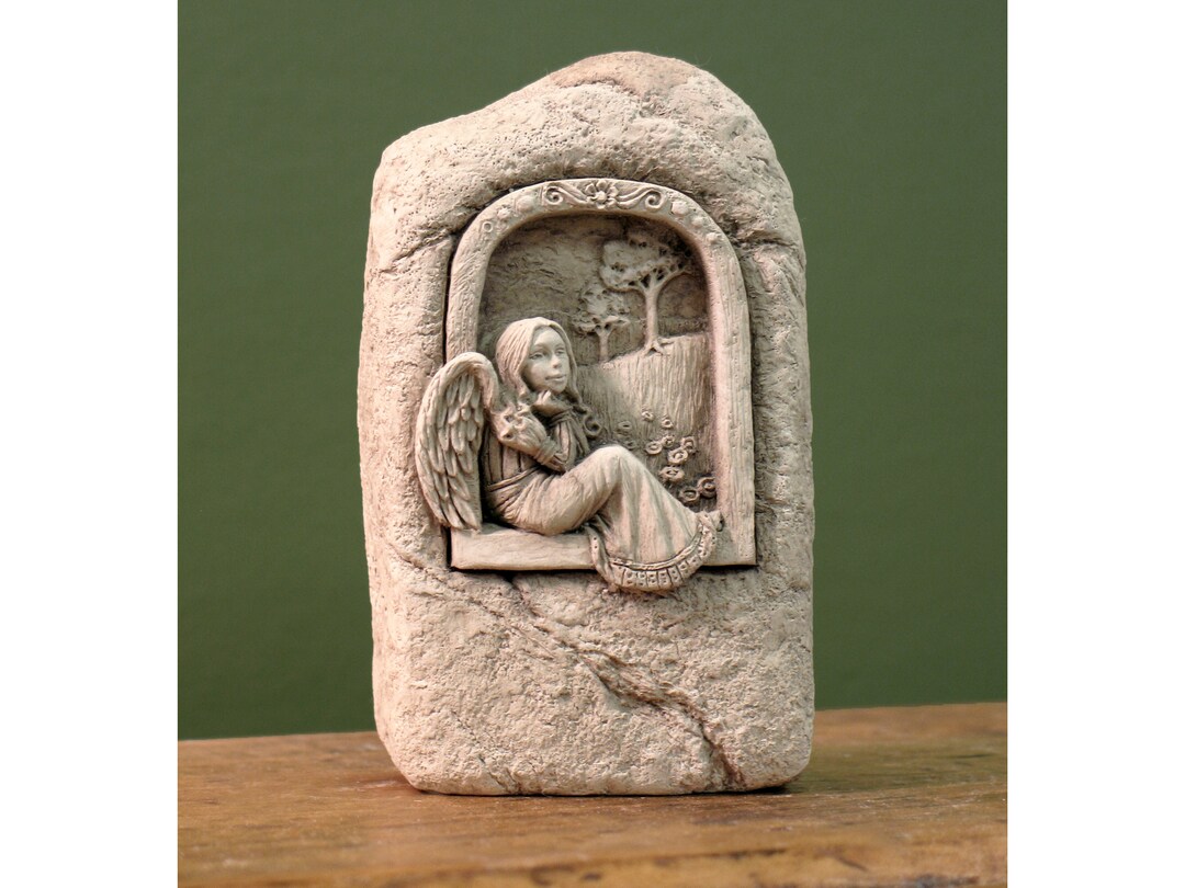 Angel in Window Stone Sculpture for Home & Garden, Window Angel, Angel ...
