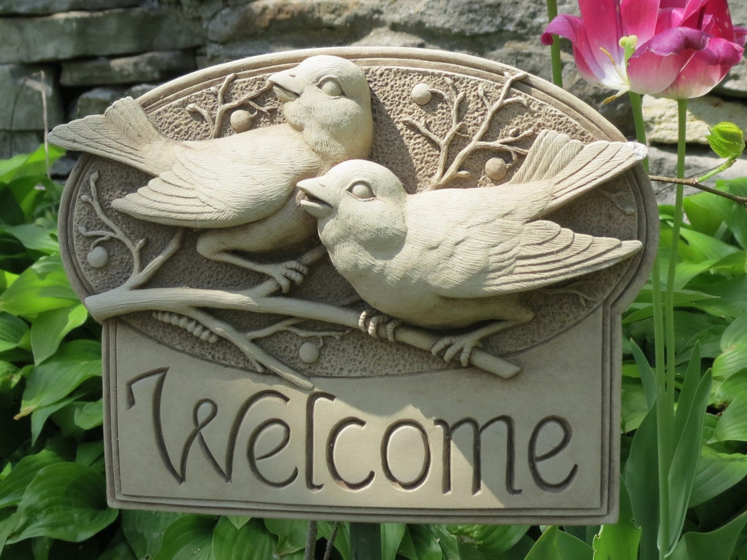 Berry Birds Garden Plaque, Welcome Plaque With Birds, Garden Plaque for ...