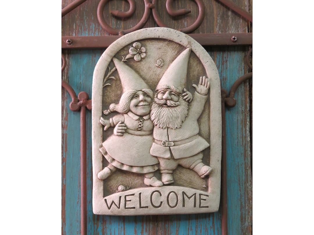 Welcome Gnomes Decor, Gnomes Sculpture, Fairy Garden Art, Gardener Gift ...