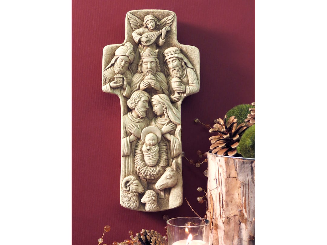 Christmas Nativity Plaque for Home & Garden, Stone Nativity Scene With ...