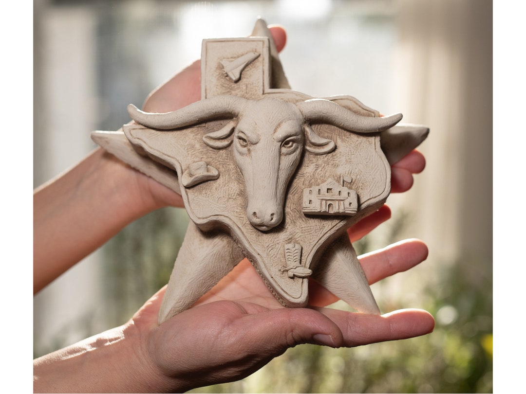 Texas Lone Star Longhorn Sculpture for Home & Garden, Texas Art With ...