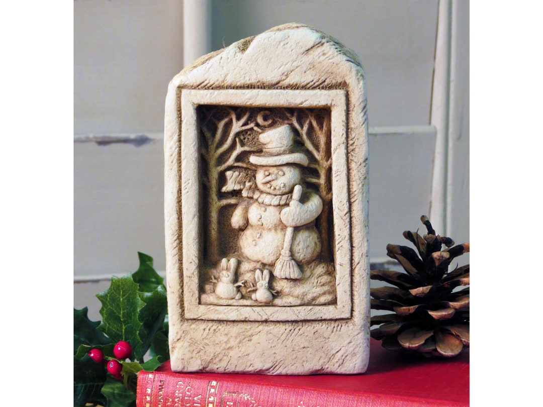 Snowman Stone Sculpture for Home & Garden, Snowman Decor With Snow ...