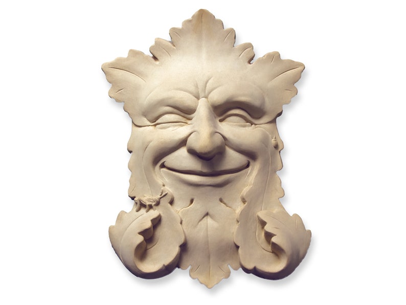 Green Man Plaque for Home or Garden, Solid Stone Garden Sculpture With ...