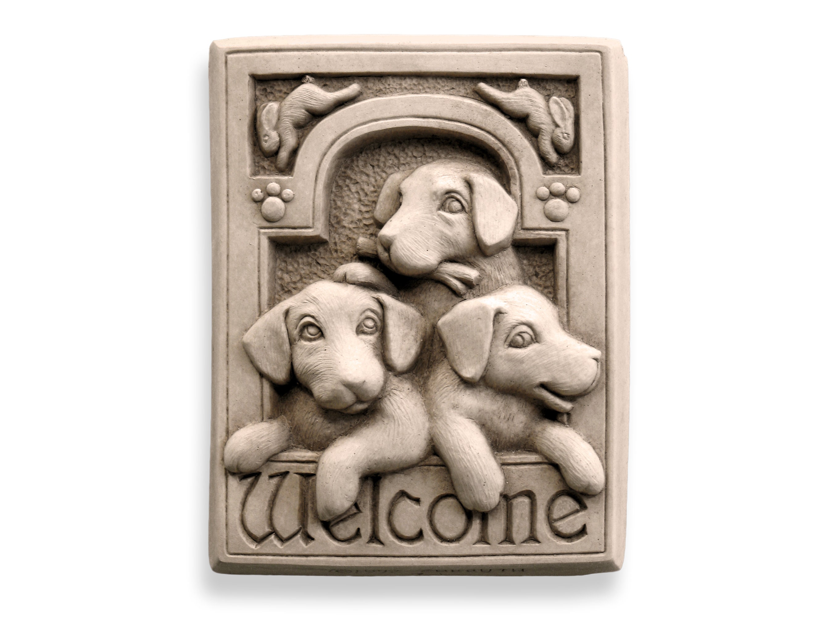 Puppies Welcome Plaque Puppy Stone Sculpture Puppies With - Etsy