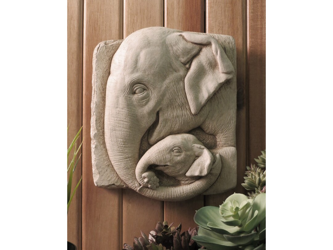 Elephant Sculpture, Elephant Gift Plaque for Home or Garden, Elephant ...