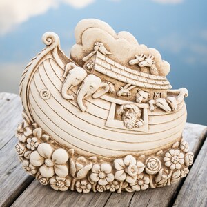 Noah's Ark Stone Statue: Handmade Freestanding Sculpture or Wall Plaque ...