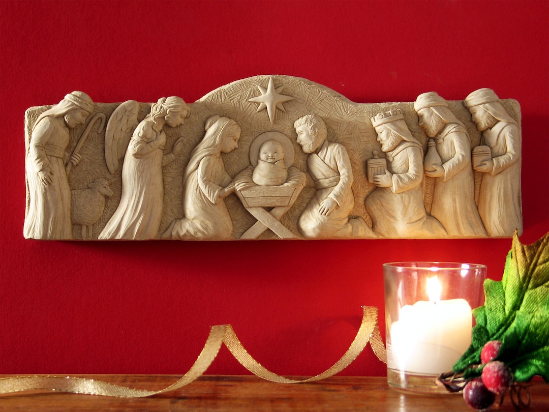 Christmas Nativity Sculpture for Home & Garden, Stone Nativity Manger ...