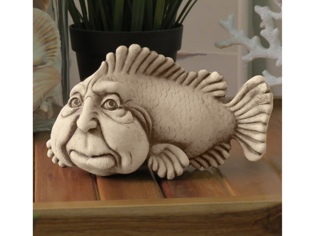 Fish Sculpture Stone Figurine, Beach Decor, Fish Art, Fish Tank ...
