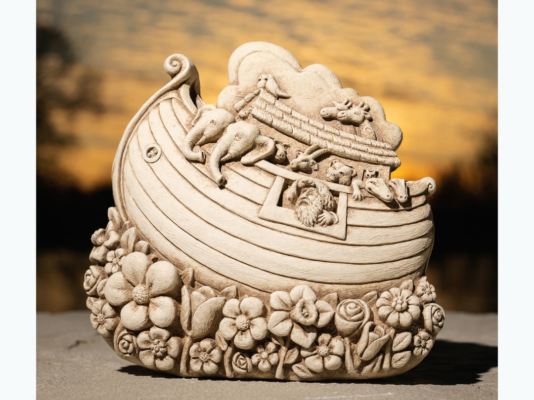 Noah's Ark Stone Statue: Handmade Freestanding Sculpture or Wall Plaque ...