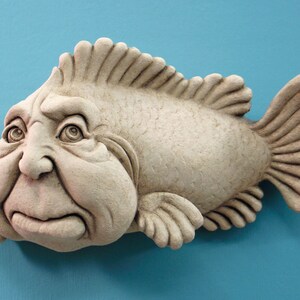 Fish Sculpture Stone Figurine, Beach Decor, Fish Art, Fish Tank ...