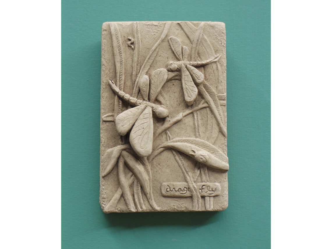 Dragonfly Plaque, Stone Sculpture of Dragonflies, Dragonfly Sculpture ...
