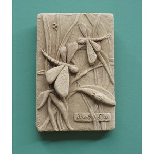 Dragonfly Plaque, Stone Sculpture of Dragonflies, Dragonfly Sculpture ...