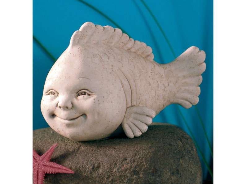 Cute Fish Sculpture Stone Figurine, Beach Home Decor, Baby Fish Art ...