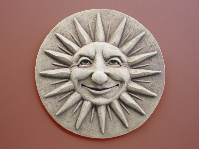 Sun Wall Art Sun Stone Plaque Sun Face Garden Sculpture - Etsy