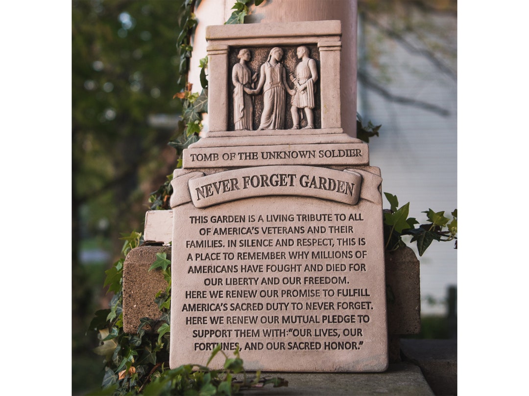 Stone Garden Marker, Never Forget Garden Sculpture, Tomb of Unknown ...