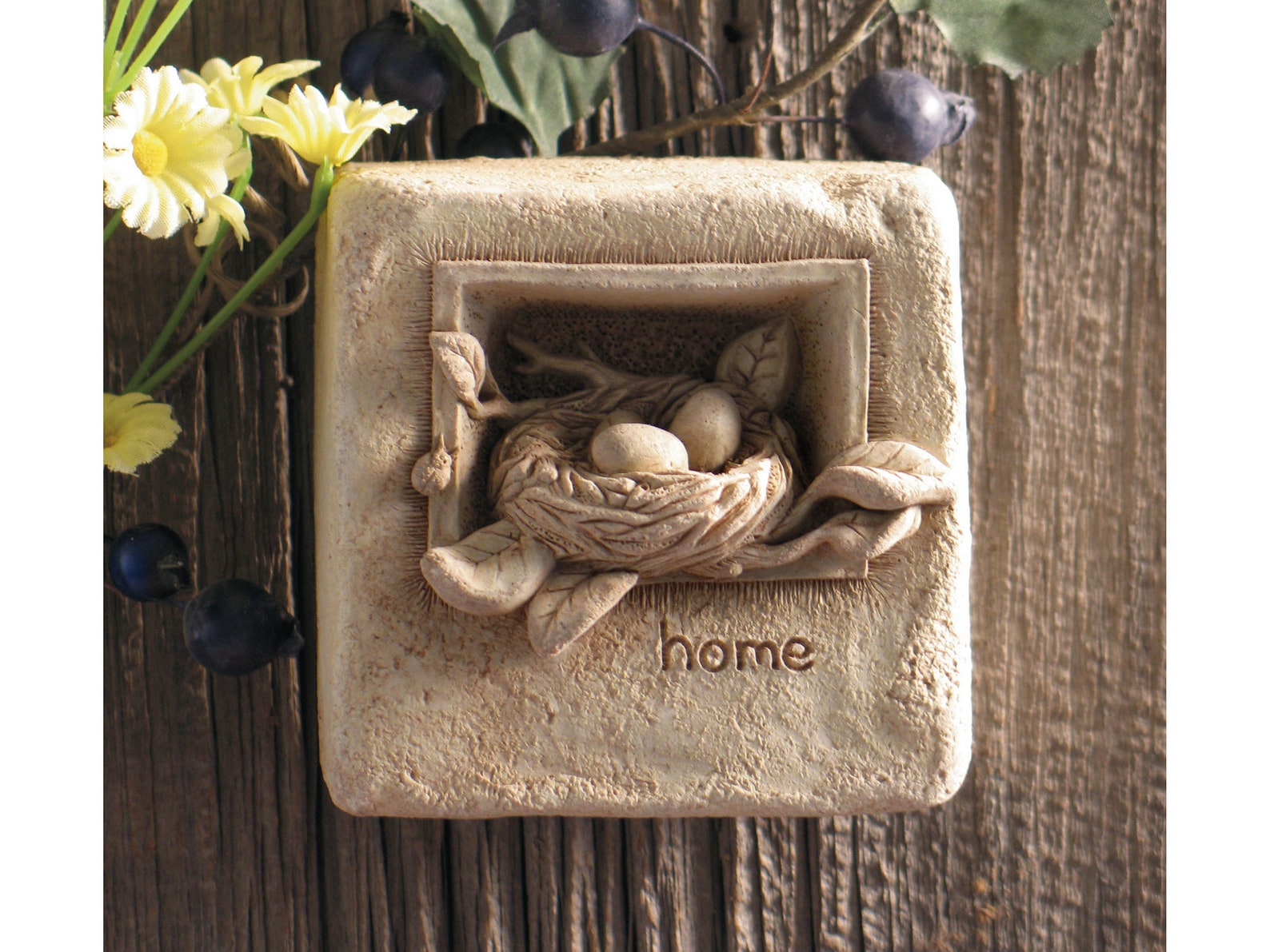 Bird's Nest Sculpture, Nesting Stone Housewarming Gift on Mantle, Cozy ...