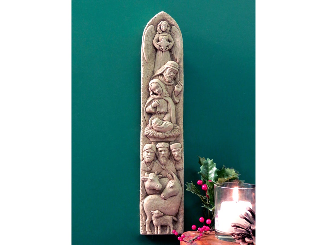 Christmas Nativity Plaque for Home & Garden, Stone Nativity Scene ...