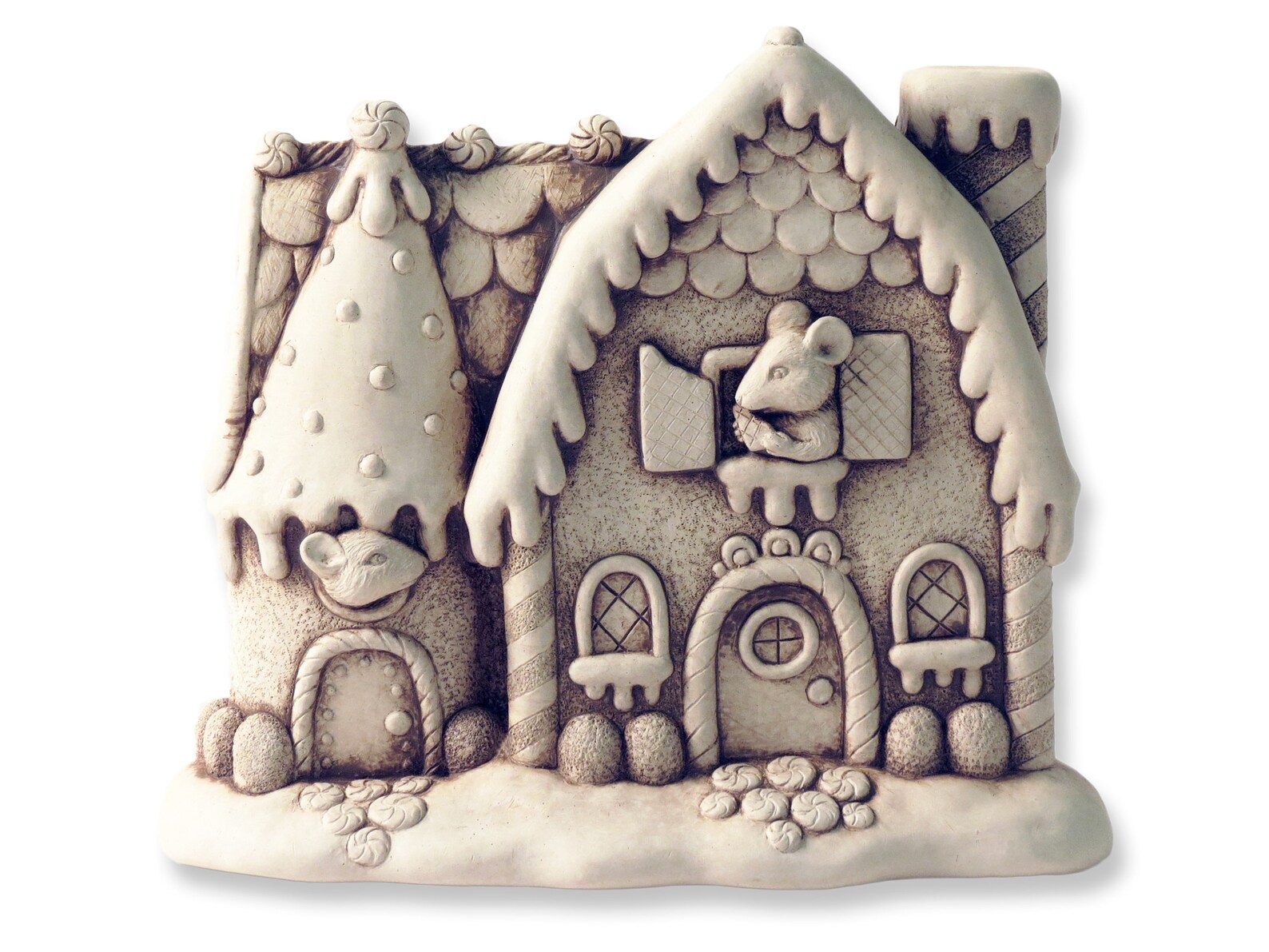 Gingerbread House for Home & Garden, Stone Gingerbread House With Mice ...
