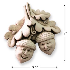 Acorn Nuts, Stone Acorn Plaque With Whimsical Faces, Stone Acorn Wall ...