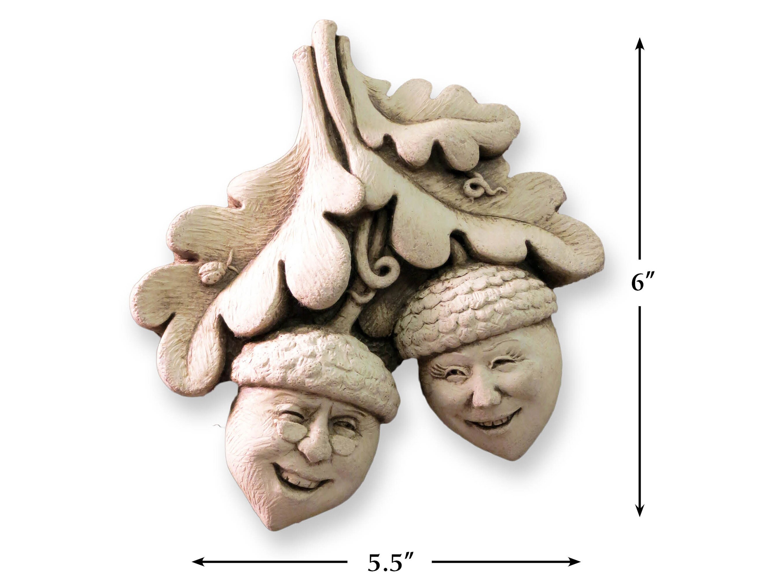 Acorn Nuts, Stone Acorn Plaque With Whimsical Faces, Stone Acorn Wall ...