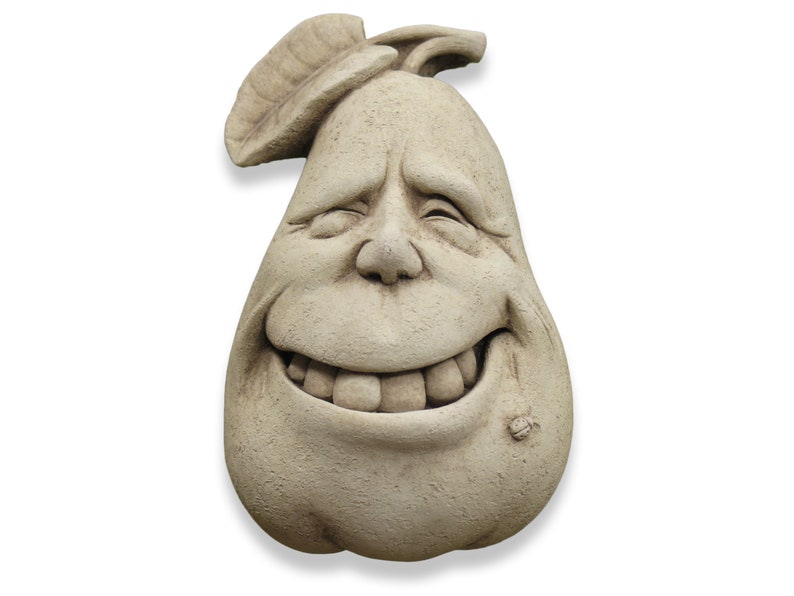 Grinning Pear Pear Face Stone Sculpture Smiling Pear - Etsy