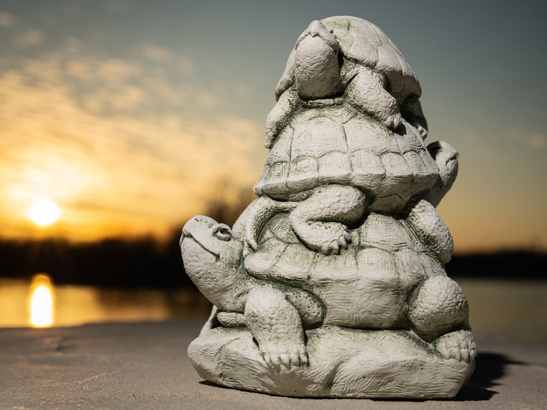 Turtle Garden Statue Gift Solid Stone Turtles Sculpture - Etsy