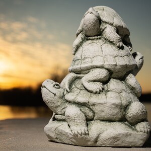 Turtle Garden Statue Gift | Solid Stone Turtles Sculpture | Green ...