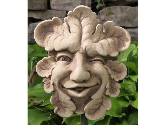 Green Man Garden Plaque Greenman Smiling Face Winking Garden - Etsy