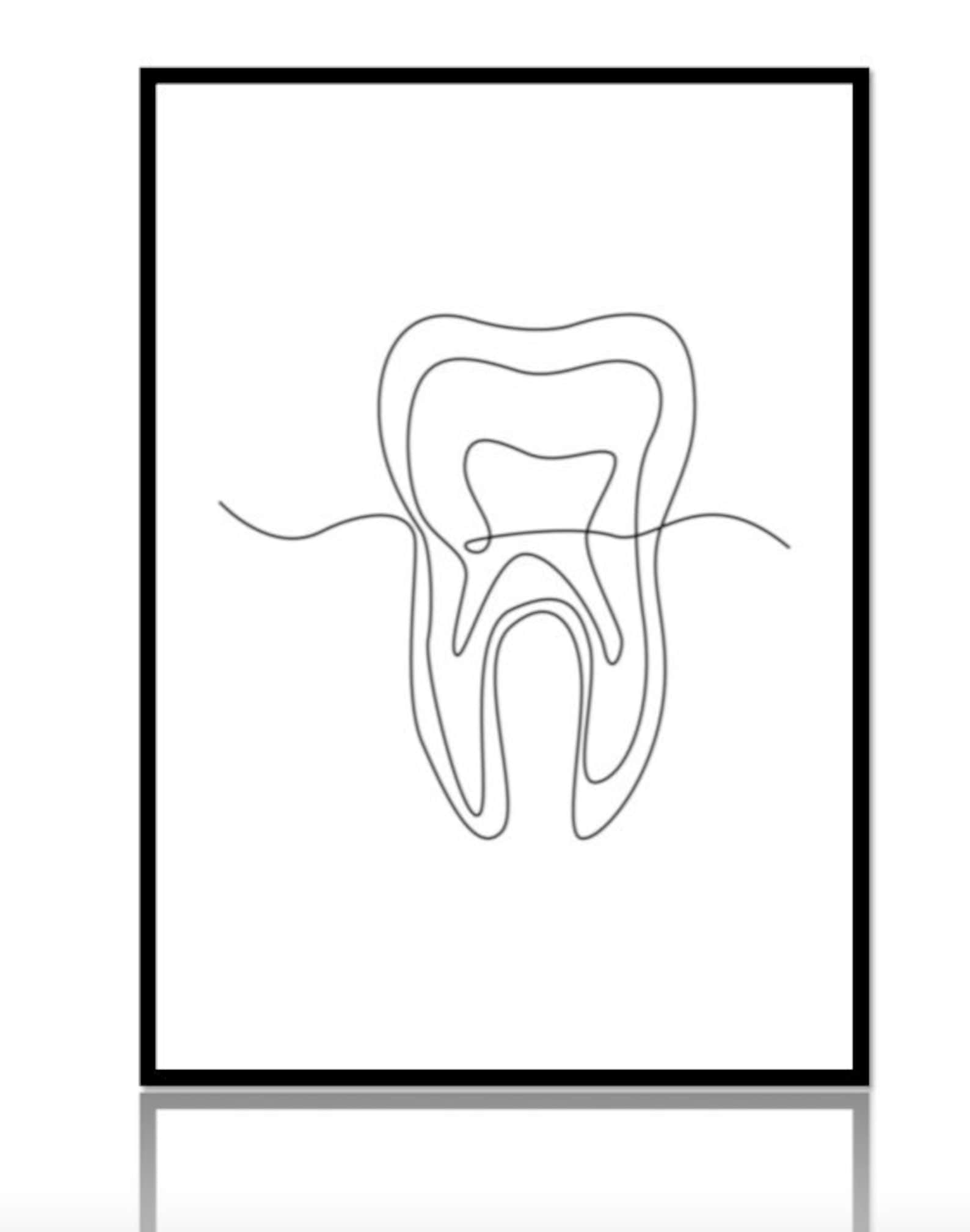 Zahn Linie Kunst moderne Minimal Wandkunst Anatomie Kunst | Etsy