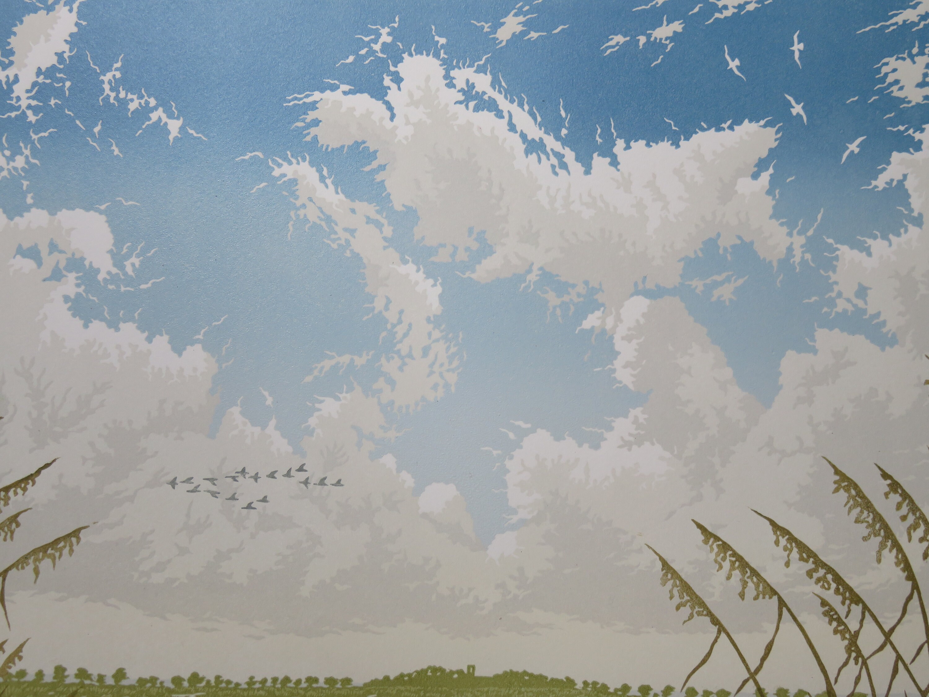 The Marsh: Lino Print of Flooded Marshes Somerset Levels With - Etsy