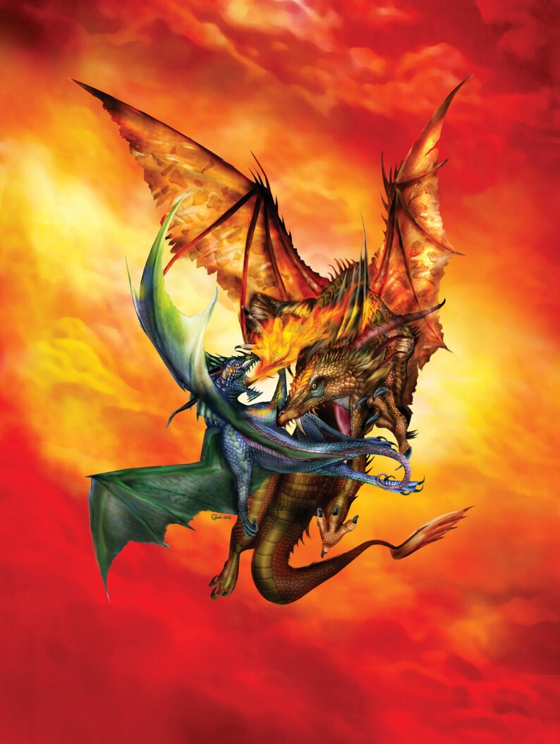 11x17" Color Print "dueling Dragons" - Etsy