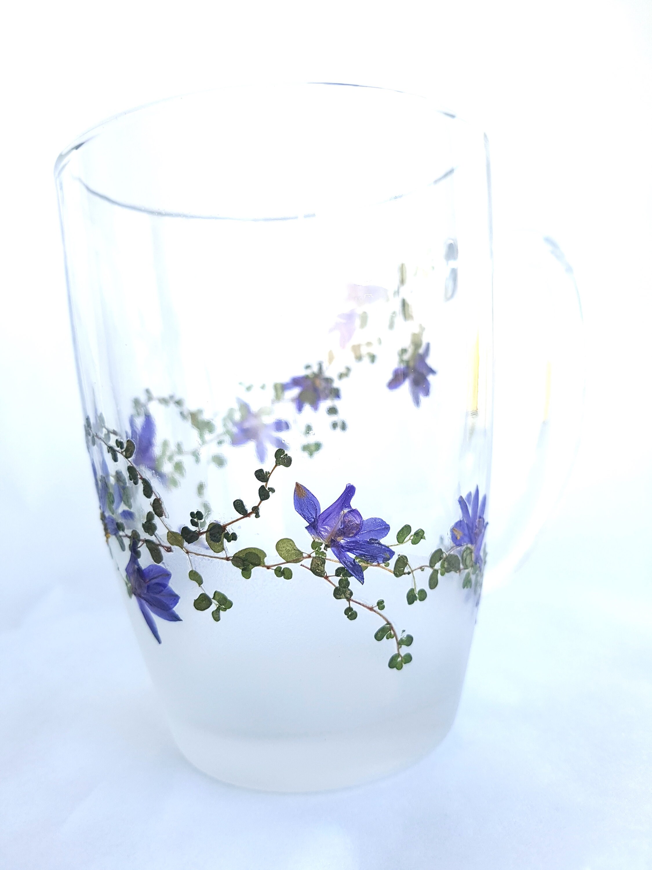 Glass Mug Pressed Flowers Mug Coffee Mug Glass Coffee | Etsy