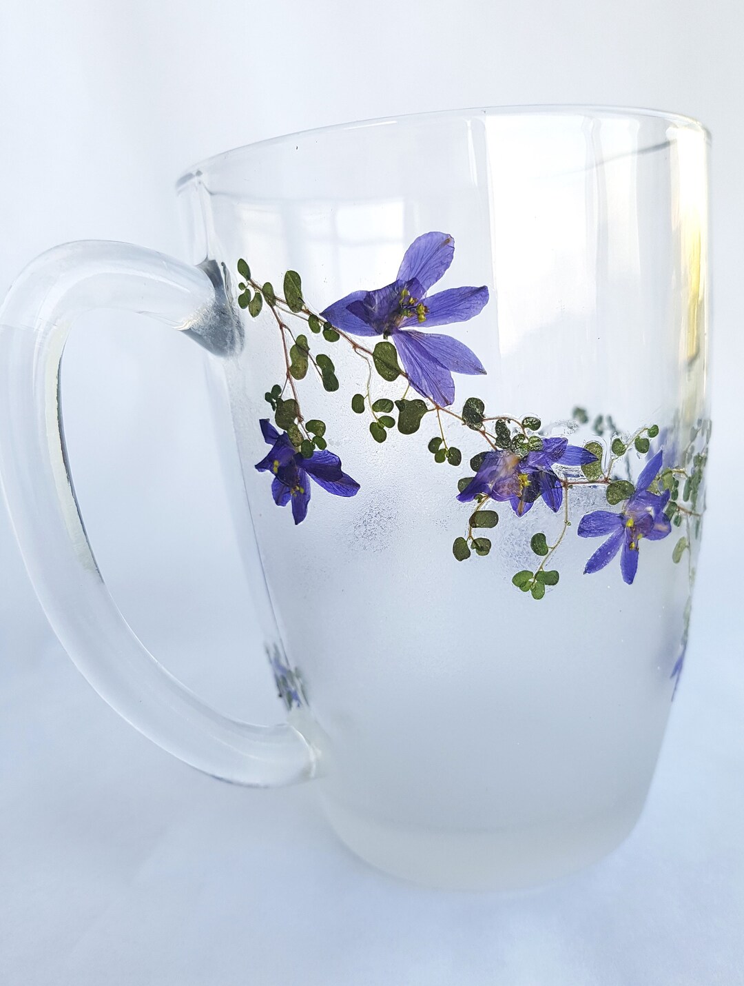 Glass Mug, Pressed Flowers Mug, Coffee Mug, Glass Coffee Mug,tea Mug ...