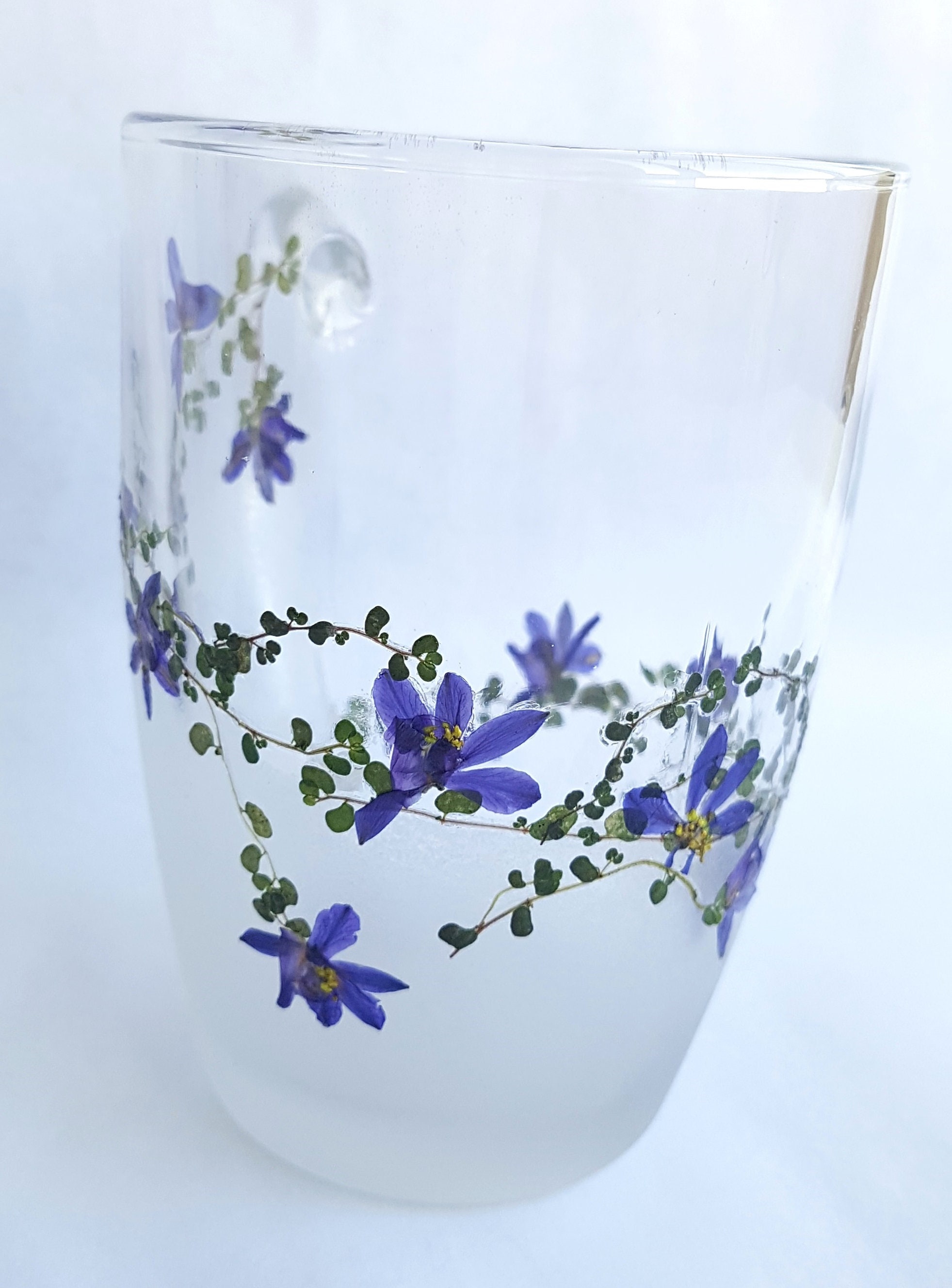 Glass Mug Pressed Flowers Mug Coffee Mug Glass Coffee - Etsy
