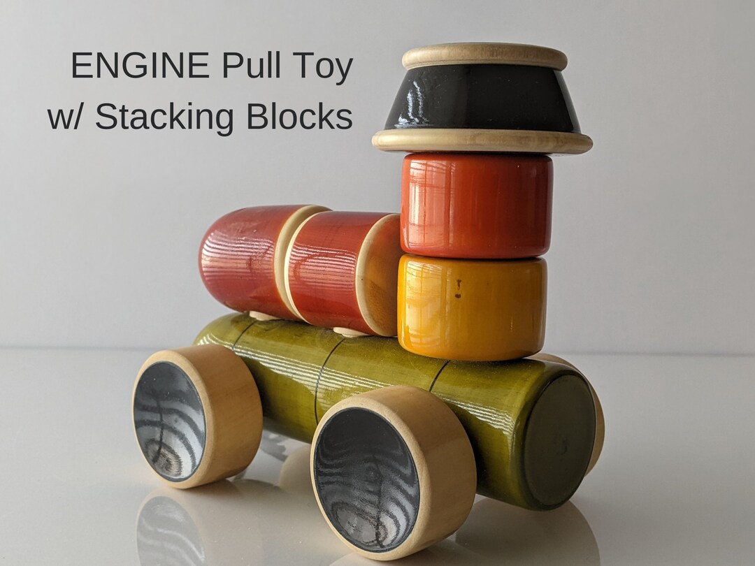 Wood Push & Pull Toys -naturally Dyed- Waldorf Montesorri Style Baby ...