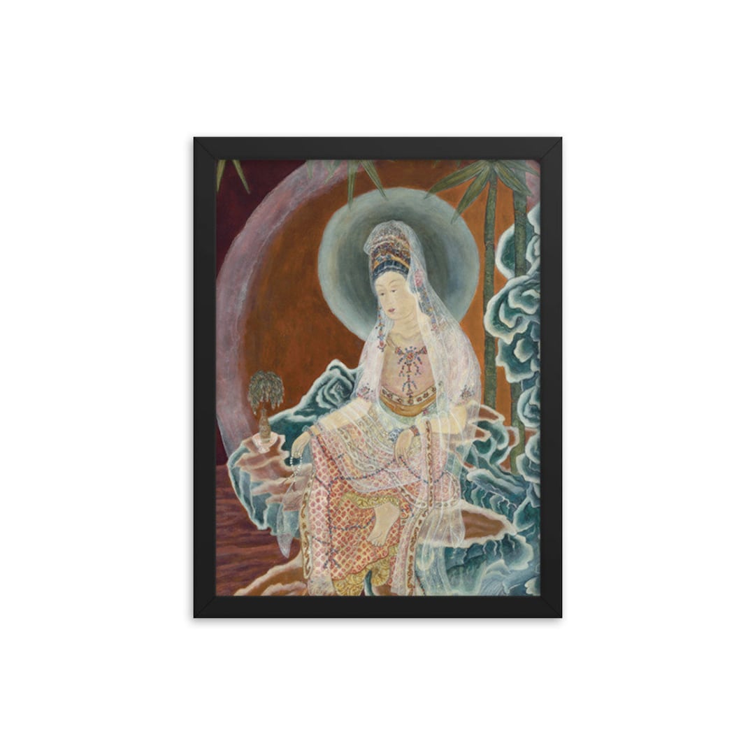 Quan Yin Framed Poster, Sacred Spiritual Buddhist Print Poster, Goddess ...