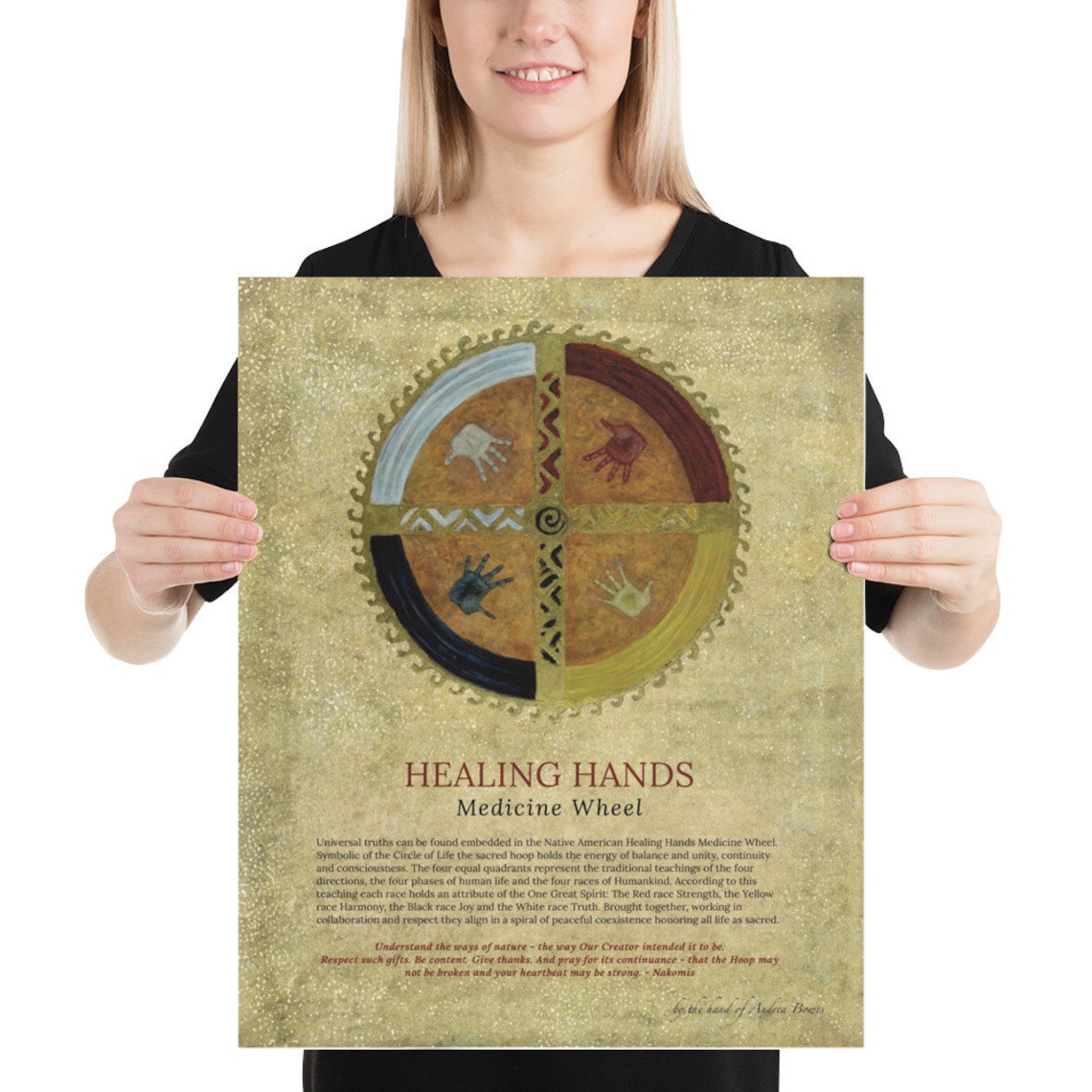 Healing Hands Medicine Wheel Poster, Buddha Meditation Home Décor ...