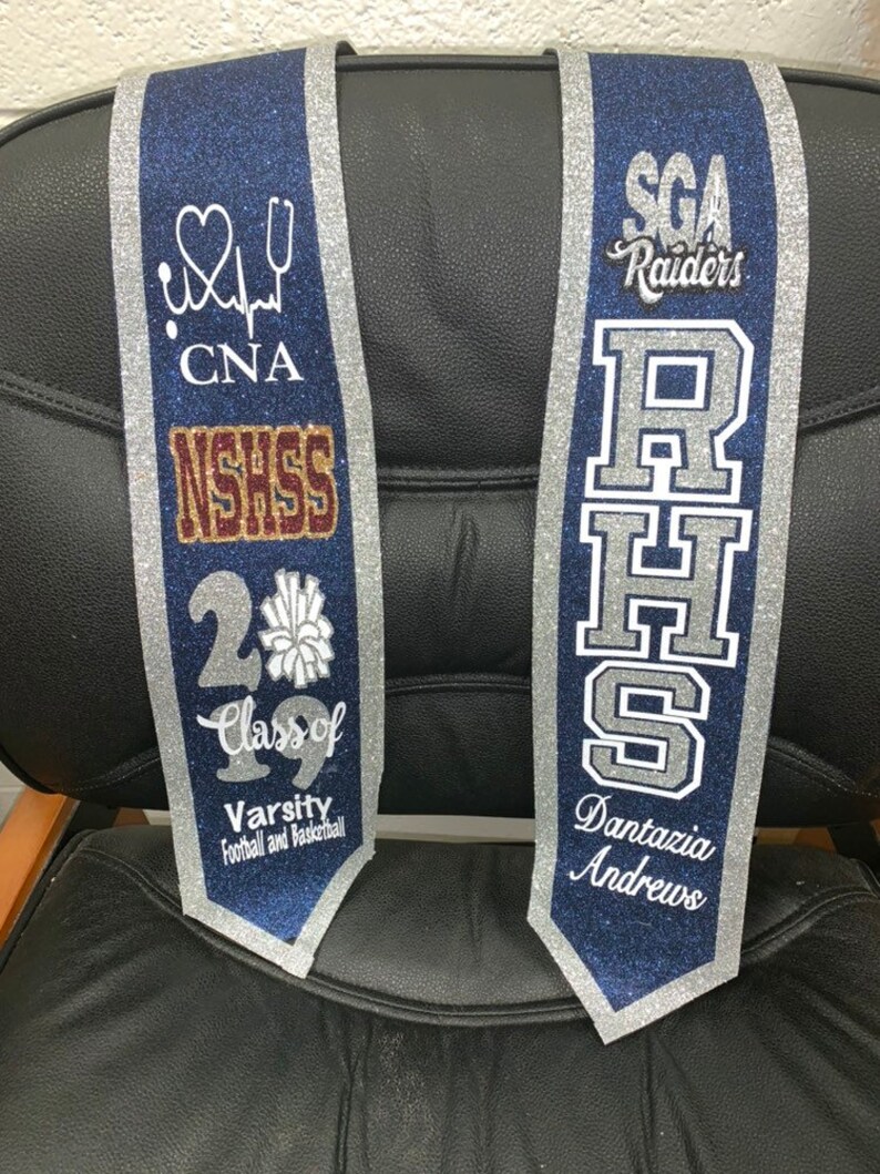 High School Custom Full Glitter Graduation Stoles - Etsy